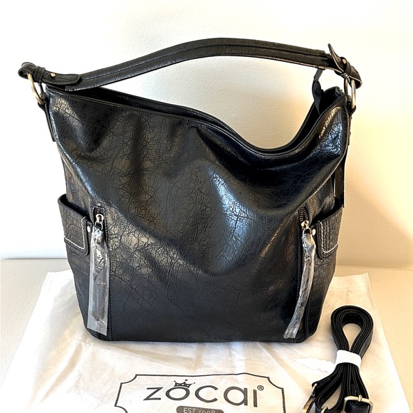Zocai | Bags | Nwt Zocai Black Vegan Large Leather Handbag Hobo Satchel ...